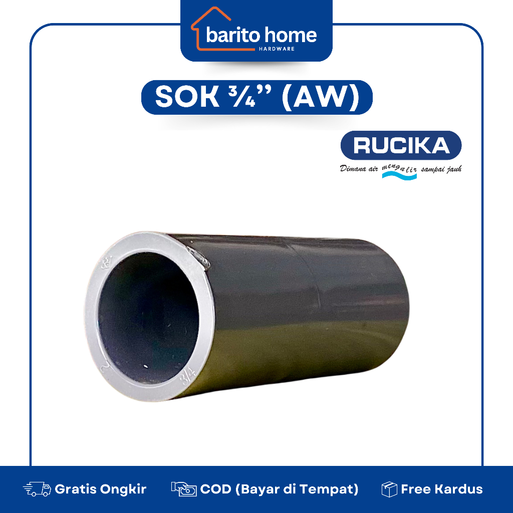 Jual RUCIKA Socket Sok Lurus 3/4 Inch AW (Tebal) uPVC Sambungan Fitting ...