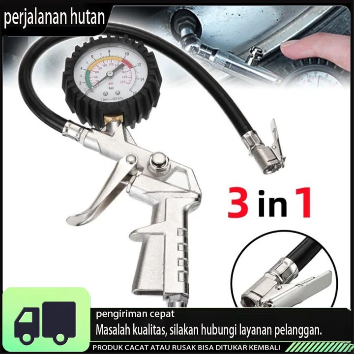 Jual Tire Inflator Air Pressure Gun Isi Ukur Tekanan Angin 3 in 1 Tire ...