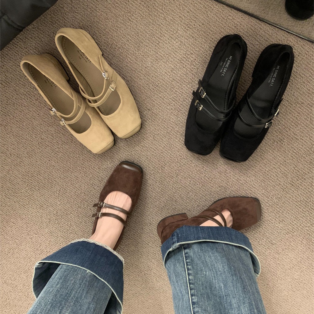 Jual Sepatu Mary Jane Kancing Dua Baris Wanita Hak Tebal | Shopee Indonesia