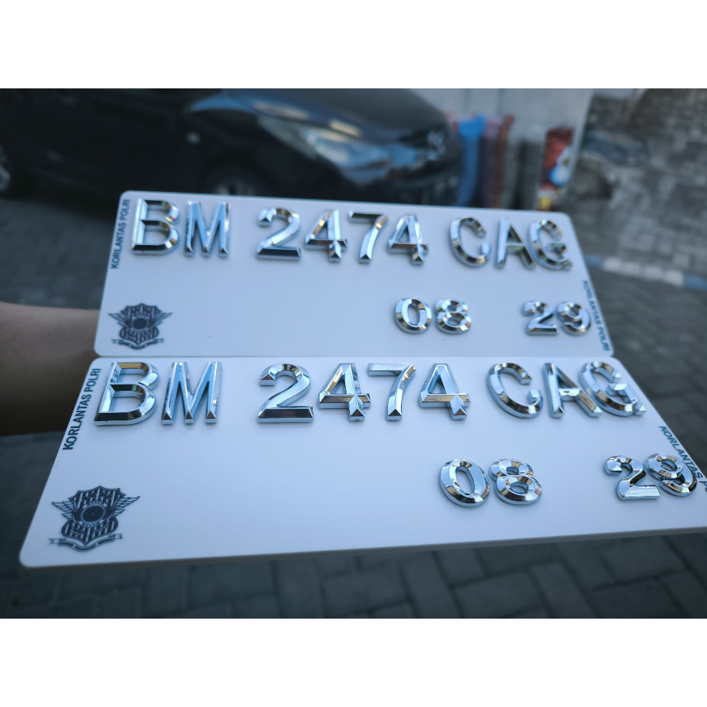 Jual Plat Nomor Motor Variasi Timbul Segilima Chrome Plat 5mm ( baut ...