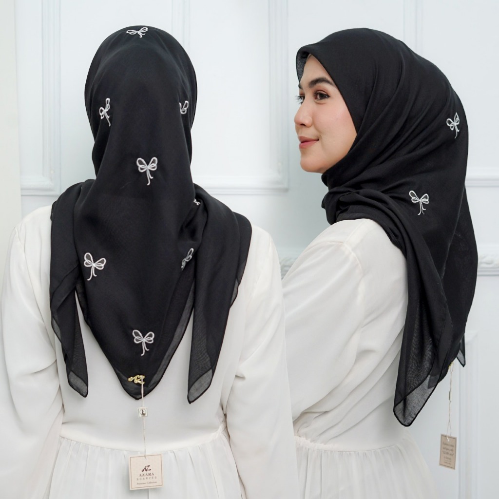 Jual HIJAB PARIS BORDIR LOGO AZARA PACKING POUCH/HIJAB RIBBON/HIJAB ...