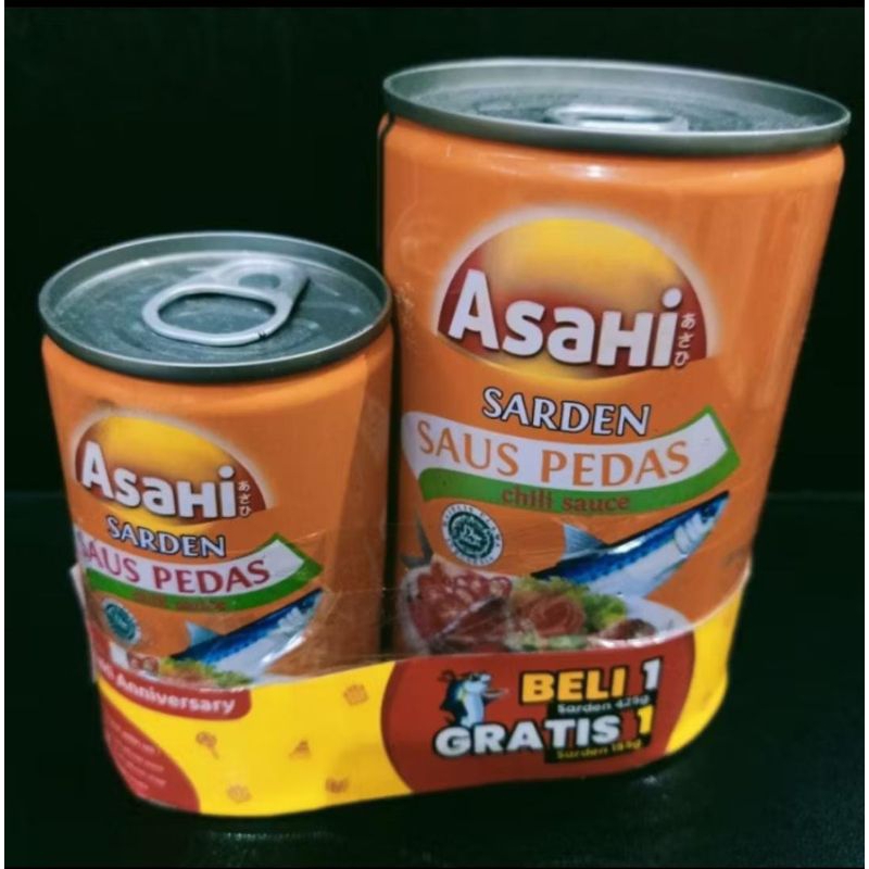 Jual sarden asahi pedas 425 ml free 155 ml pedas | Shopee Indonesia