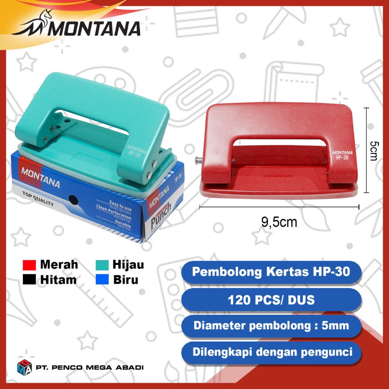Jual 1Pcs MONTANA pembolong kertas HP 30 // pembolong kertas kecil ...