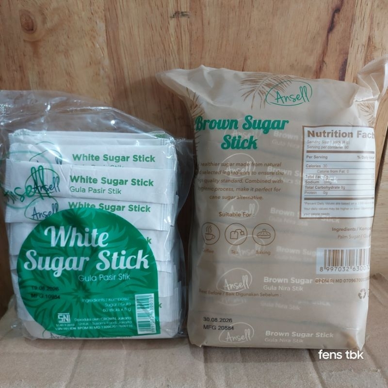 Jual ANSELL SUGAR STICK / GULA STICK ANSELL / WHITE SUGAR STICK / BROWN ...