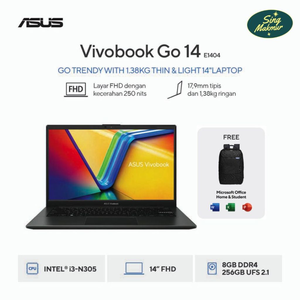 Jual ASUS Vivobook Go 14 E1404GA-FHD321 - [Intel Core i3-N305 / 8GB ...