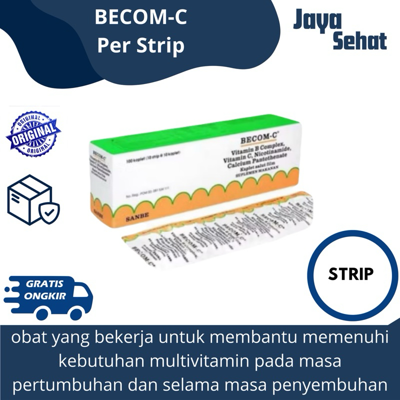Jual BECOM C Strip - Multivitamin Vitamin C 10 Tablet (Per Strip ...