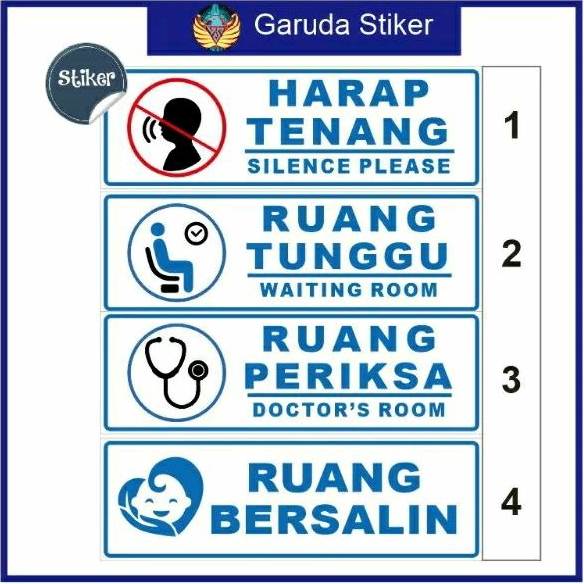 Jual Stiker harap tenang ,ruang tunggu ,ruang priksa & ruang bersalin ...