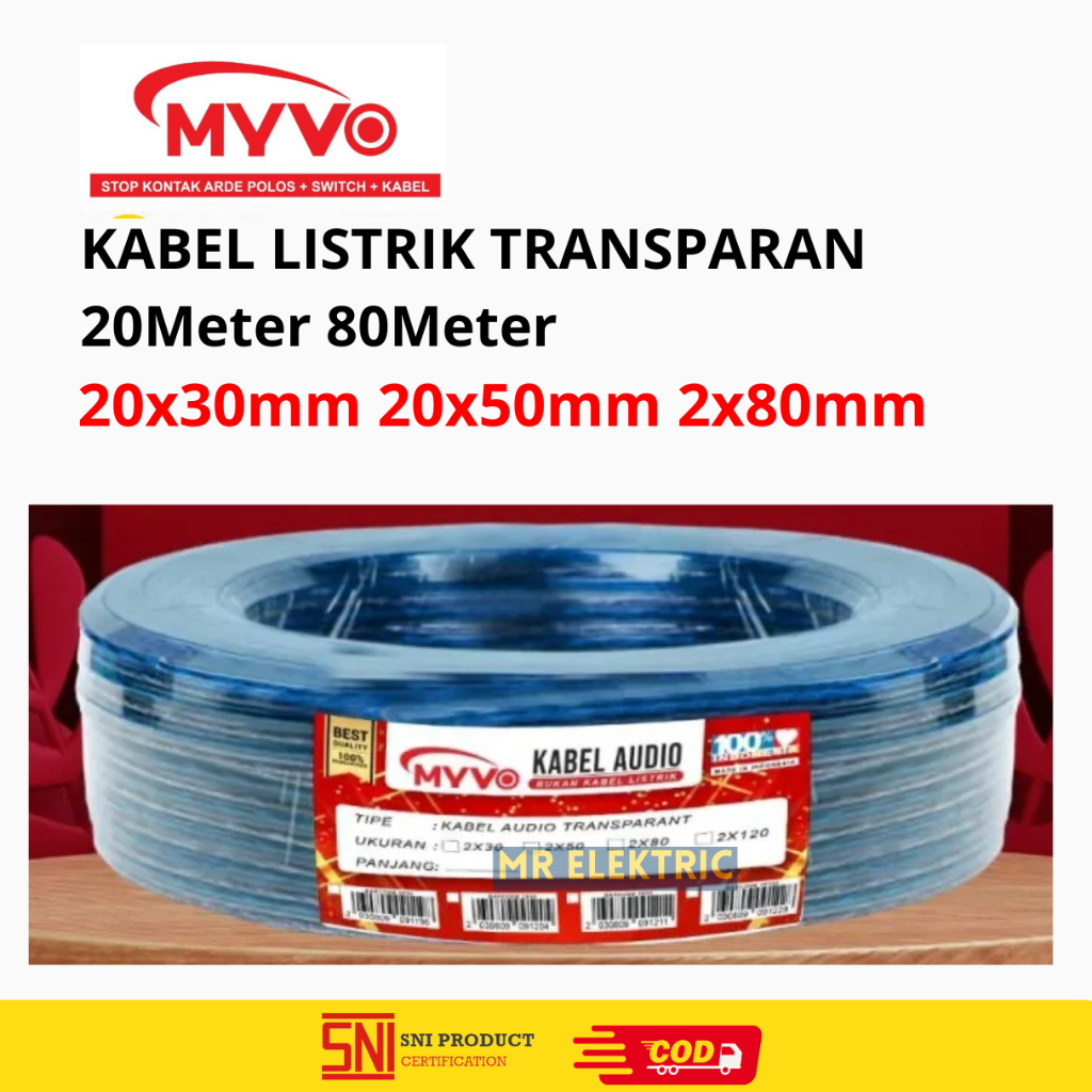 Jual Kabel Listrik Transparan Serabut Audio Kabel 2x30/ 20x50/ 20x80mm ...
