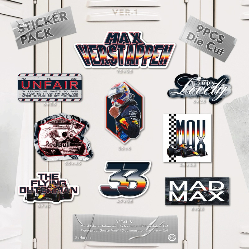 Jual Max Verstappen Sticker Pack [9Pcs DieCut Stickers] | Shopee Indonesia