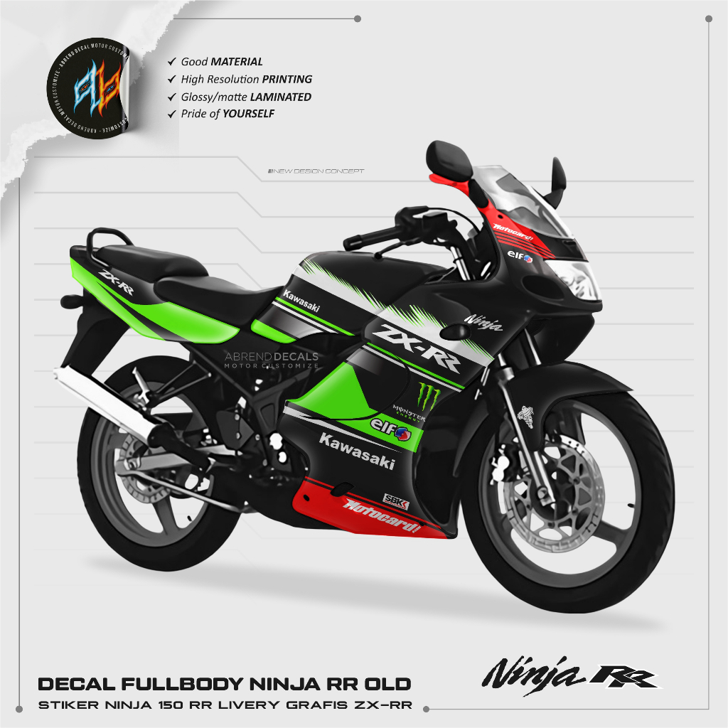 Jual DECAL FULLBODY NINJA RR OLD LIVERY ZX-RR / STIKER MOTOR KAWASAKI ...