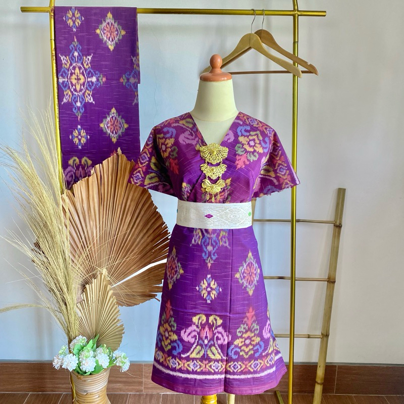 Jual KAIN TENUN ENDEK KHAS BALI MOTIF PATRA CAKRA DOUBLE IKAT UNGU ...