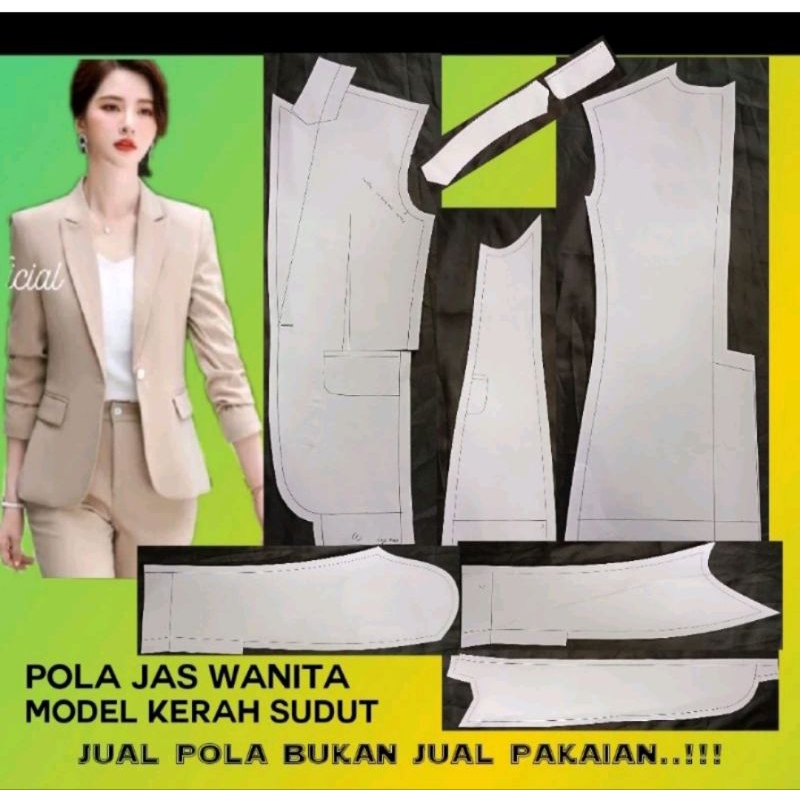 Jual pola jas wanita kancing satu baris dan kerah sudut | Shopee Indonesia