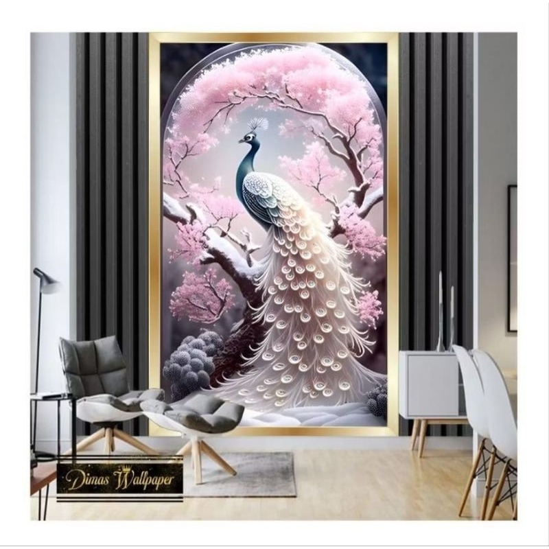 Jual Wallpaper Dinding 3D Custom New Motif Merak | Shopee Indonesia