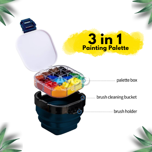 Jual 3in1 Portable Paint Brush Washer Clear Palette Box for Watercolor ...