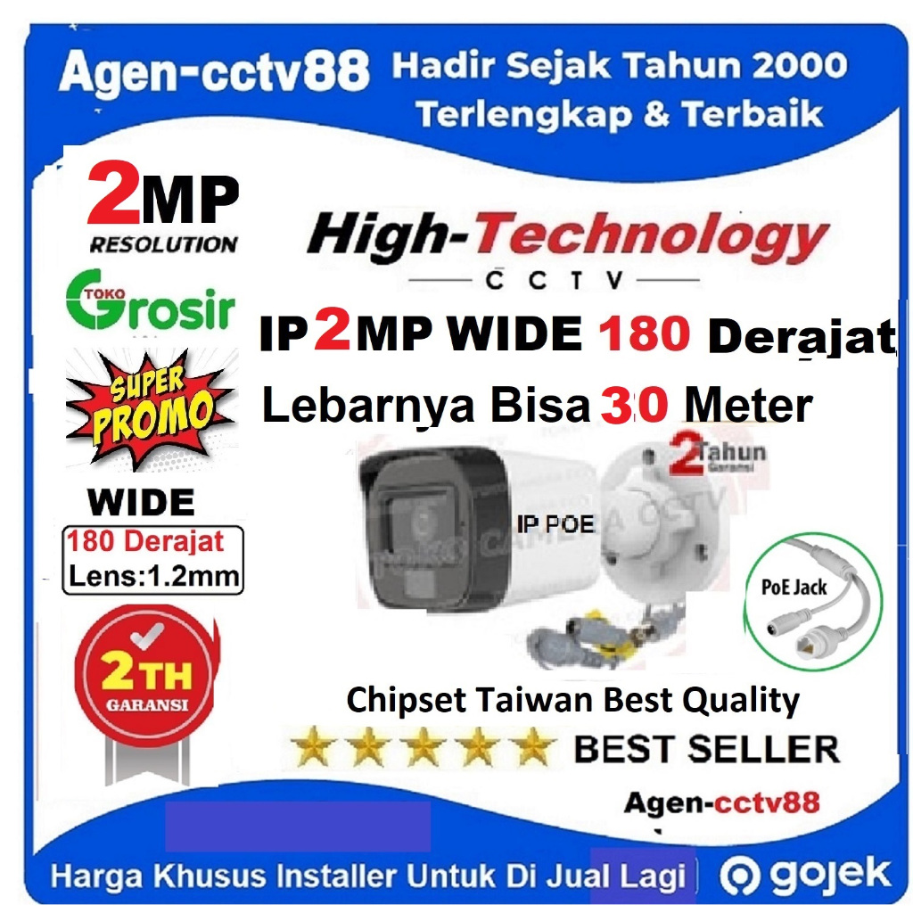 Jual IP Kamera - CCTV - Outdoor 2MP Wide Angle 180 derajat Jarak ...