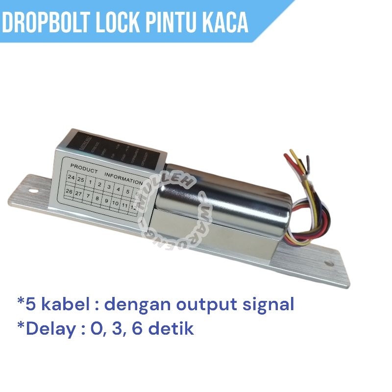 Jual ELECTRIC DROPBOLT / LOCK PINTU KACA 5 KABEL DROP BOLT 5 WIRES ...