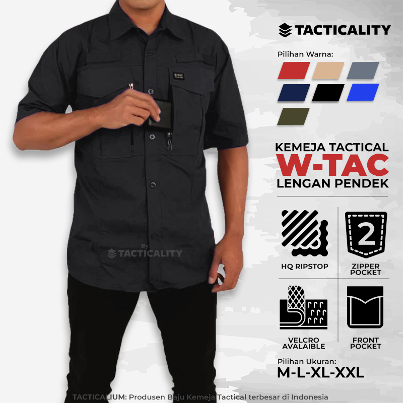 Jual Kemeja Tactical Pria Lengan Pendek W-TAC Baju PDL PDH Seragam Kerja Lapangan Outdoor ...