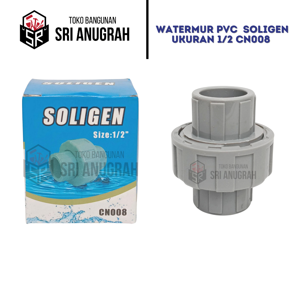 Jual Watermur Pvc SOLIGEN 1/2" Water Mur Pompa Polos Union Fitting 1/2 ...