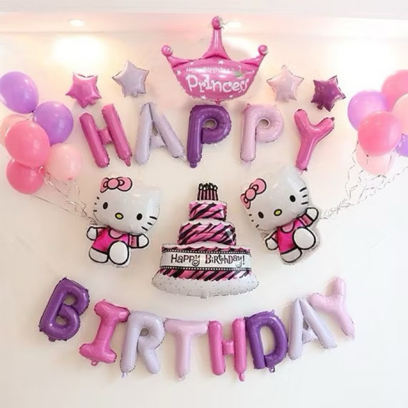 Jual HELLO KITTY SET DEKORASI UNGU/PAKET DEKORASI ULANG TAHUN ANAK ...