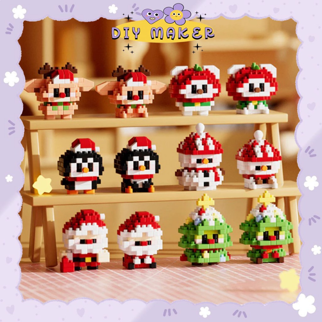 Jual DM Bricks Edisi Natal DIY Hadiah Christmas Mainan Balok Susun Nano ...