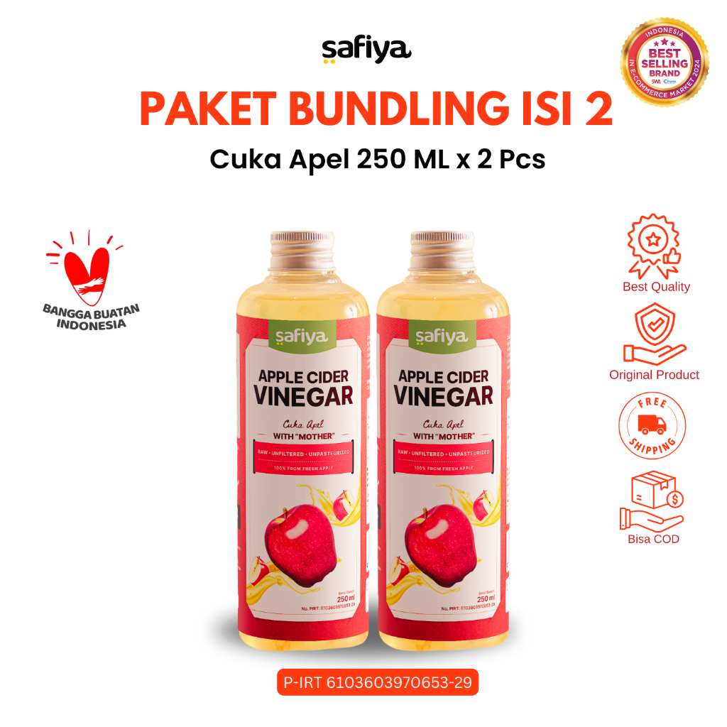 Jual Safiya Paket Isi 2 Cuka Apel 250 ML With Mother 100% Asli | Shopee ...