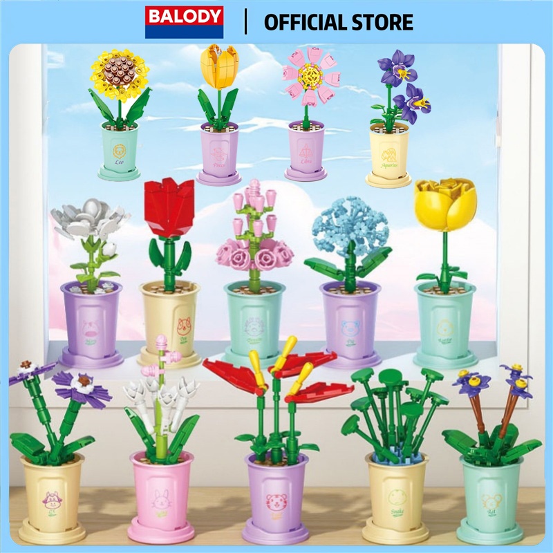 Jual BALODY DIY Flower Block Mainan Balok Susun Anak Mini Bunga Mainan ...
