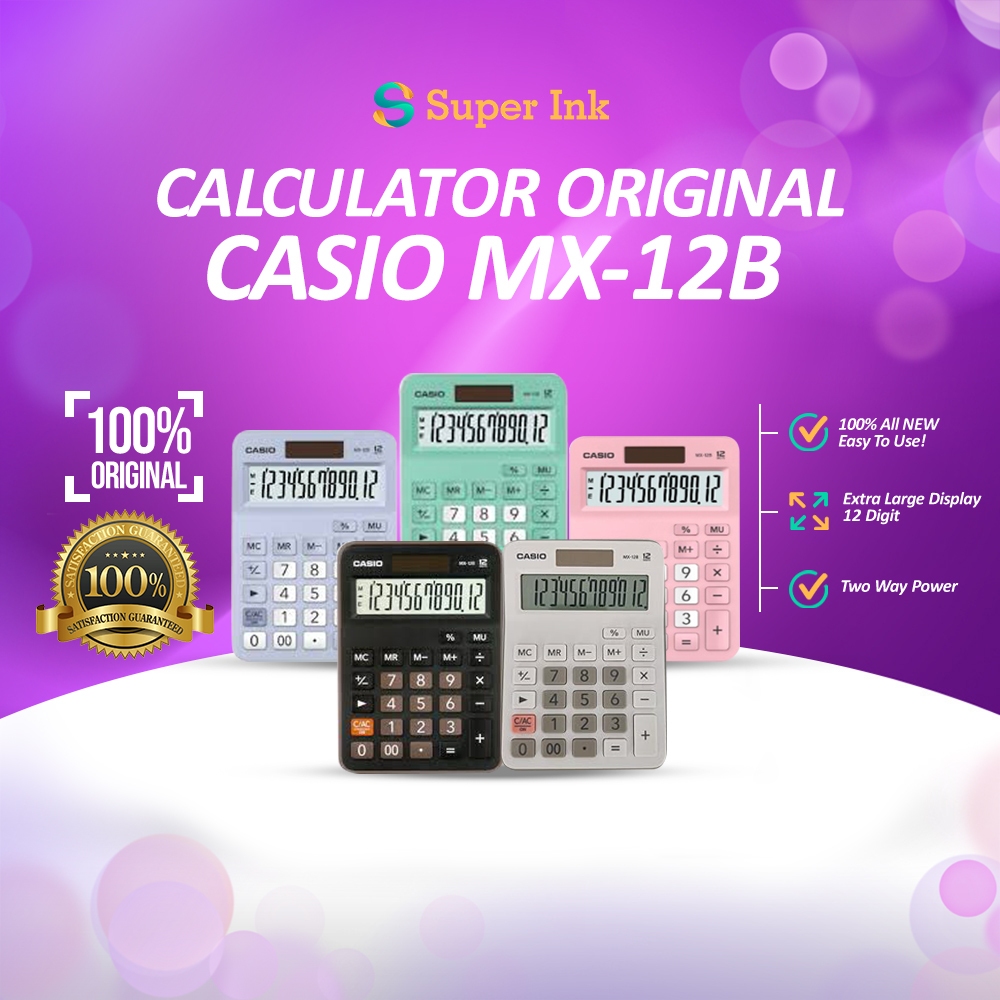 Jual KALKULATOR CASIO MX-12B-BK/WE/GN/LB/PK | Shopee Indonesia