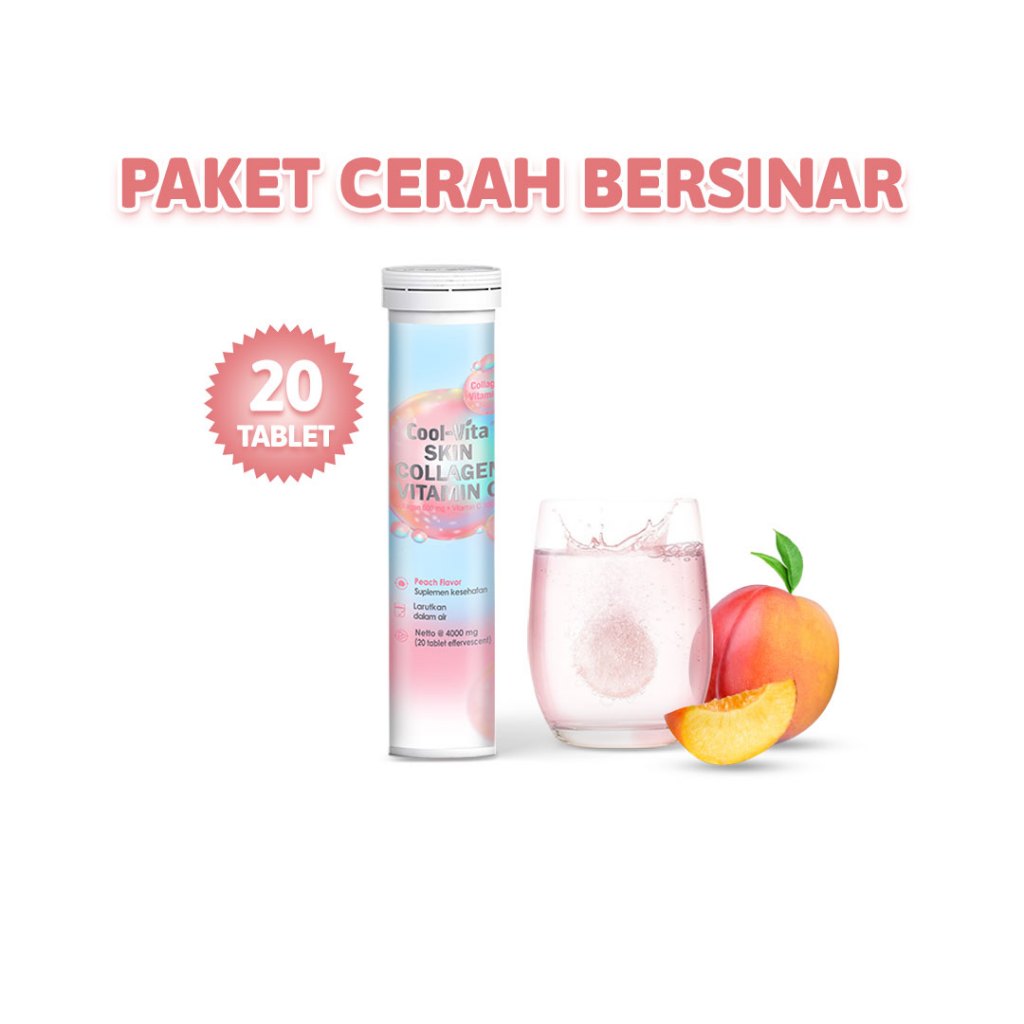 Jual [1 Tube - 20 Tablet] Coolvita Cerah Bersinar Collagen Effervescent Rasa Peach Untuk Kulit ...
