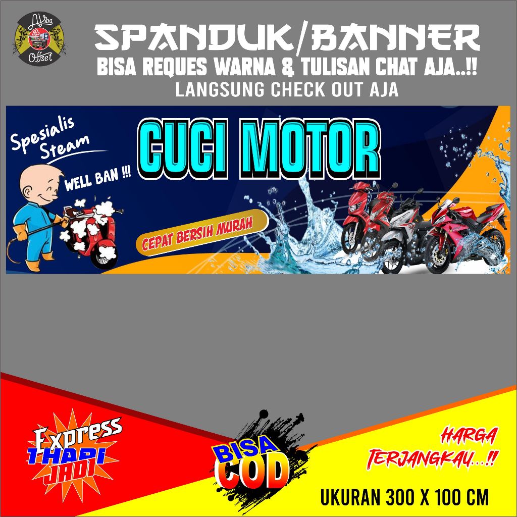 Jual SPANDUK CUCI MOTOR 1.1 UKURAN 300X100CM | Shopee Indonesia