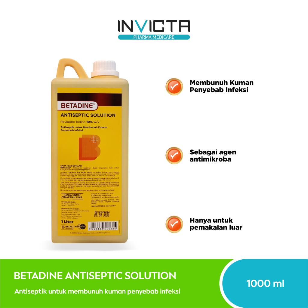 Jual Betadine Antiseptik Solution / Betadin Antiseptil - 1000 ml ...