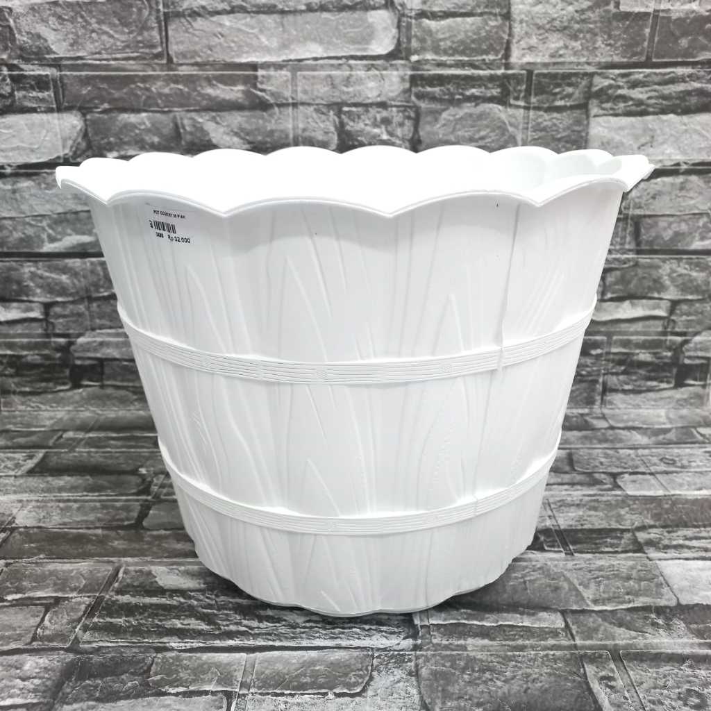 Jual Pot Country 35 P Ak | Pot Bunga Tanaman Motif Kayu Bulat Plastik ...