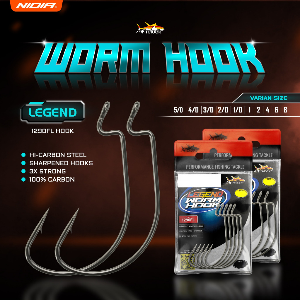 Jual Firelock LEGEND WORM HOOK | Mata Kail Pancing Softlure Wormhook ...
