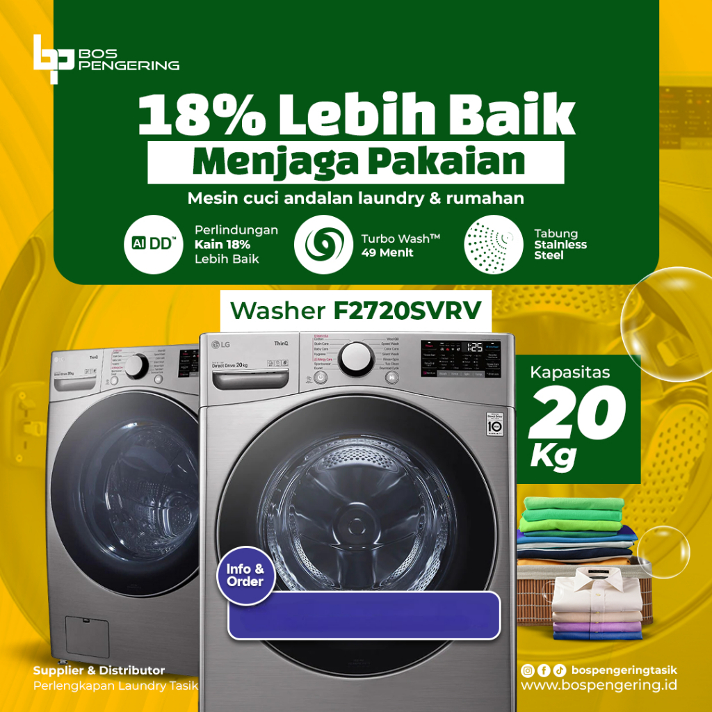 Jual Mesin Cuci LG 20kg Front Loading Washer LG 20 Kg frontload Mesin Cuci Bedcover Jumbo ...