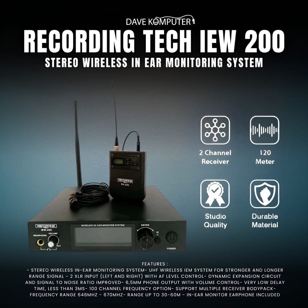 Jual RECORDING TECH IEW-200 / IEW 200 / IEW200 Stereo Wireless In Ear ...