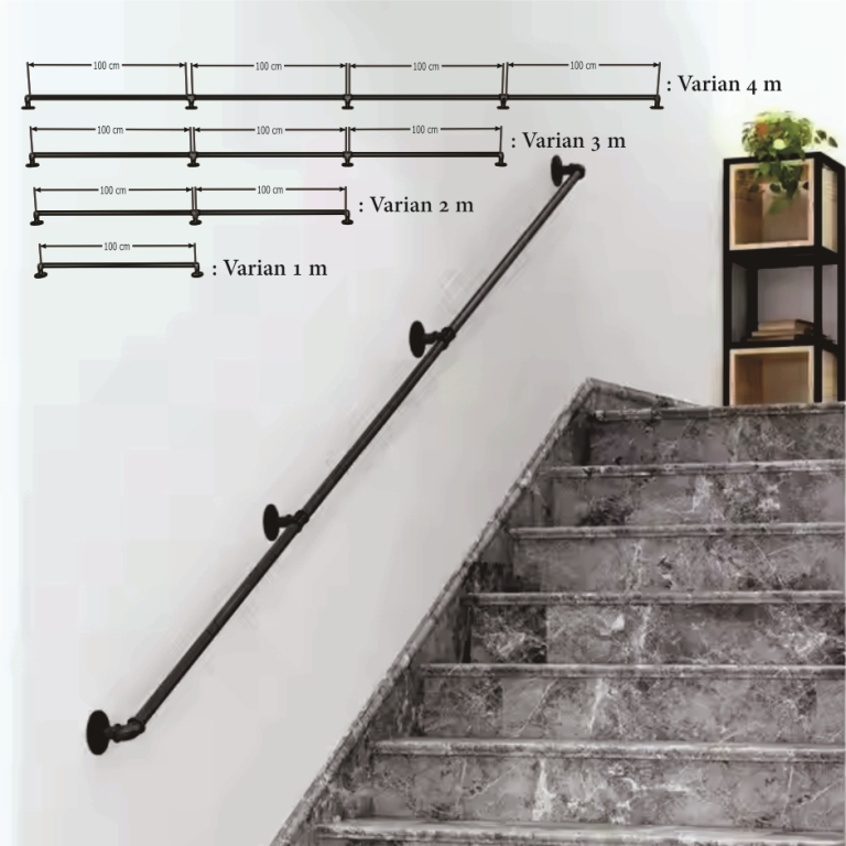 Jual Railing Tangga Pegangan tangga pipa industrial Staircase Handrail ...