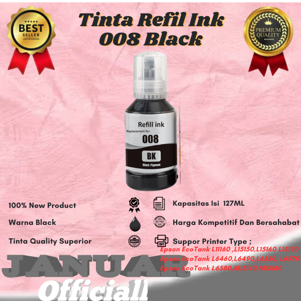 Jual Tinta Refil Ink 008 Pigment Black ( Hitam ) For Epson Ecotank ...