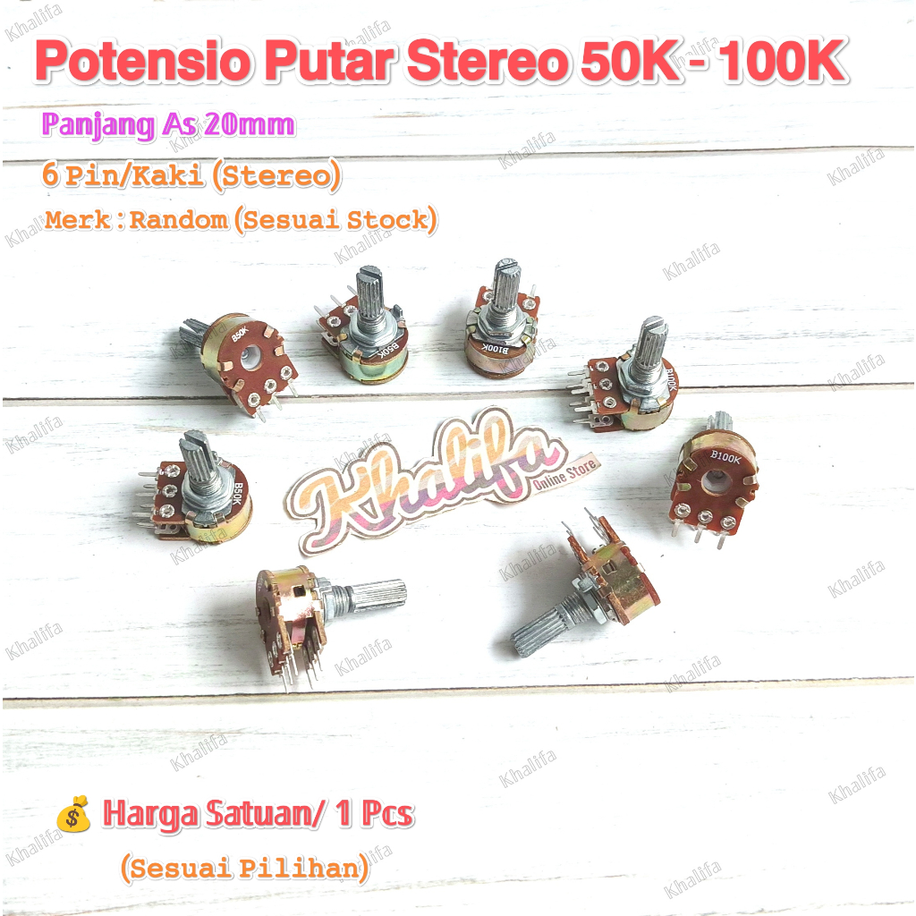 Jual Potensiometer Putar Stereo 50K 100K B50K B100K Potensio Rotary ...