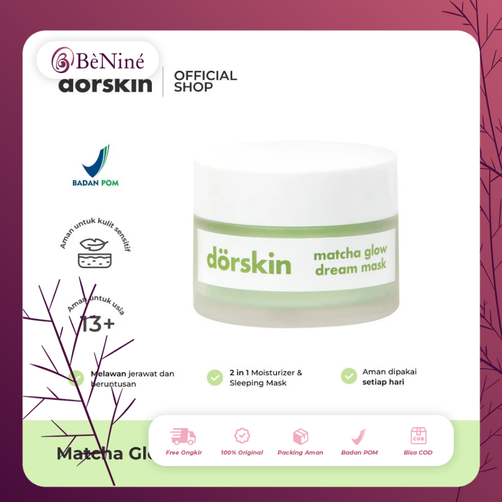 Jual Dorskin Matcha Glow Dream Sleeping Mask Acne Brightening 30g ...