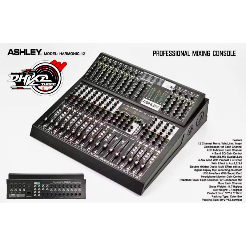 Jual MIXER ASHLEY HARMONIC 12 CHANNEL COMPRESS BARU / MIXER ASHLEY 12 ...