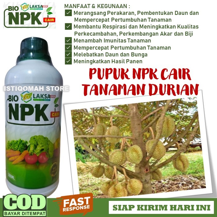 Jual Pupuk Penyubur Akar dan Daun Durian Terbaik BIO NPK LAKSA GROW isi 500ML Pupuk Pelebat Daun ...