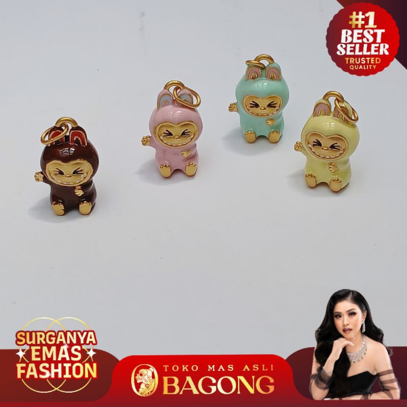 Jual LIONTIN / CHARM LABUBU DUDUK EMAS 24K HONGKONG HK 999% - ASLI ...