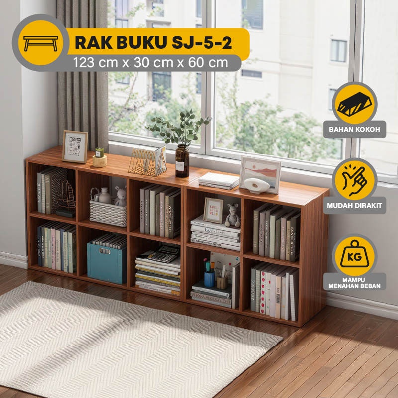 Jual Rak Buku Minimalis Modern Rak Organizer Serbaguna Rak Kayu Rak ...