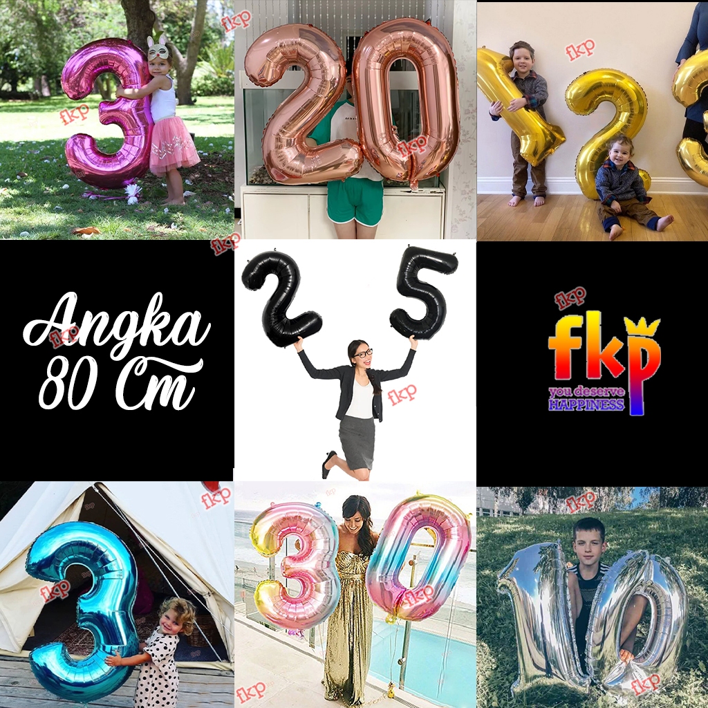 Jual FUN KIDS PARTY Balon Angka Jumbo 80cm Rosegold Silver Gold Biru ...