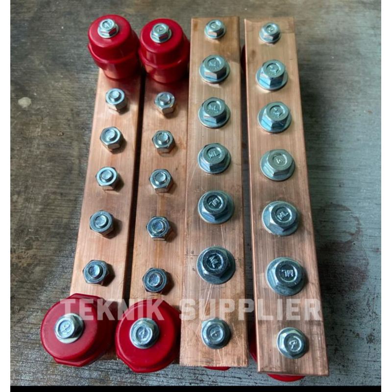 Jual busbar tembaga 4mm x 30mm x 300mm 5baut m8 / busbar tembaga murni ...