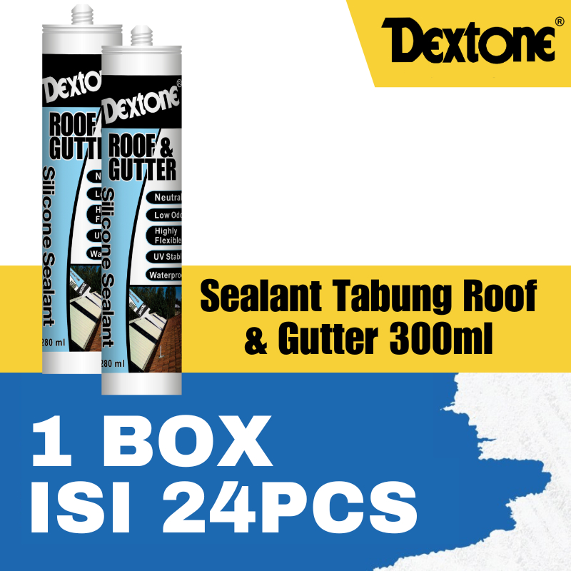 Jual Lem Kaca Silicone Sealant Roof & Gutter 280 ml DEXTONE/Tahan Air ...