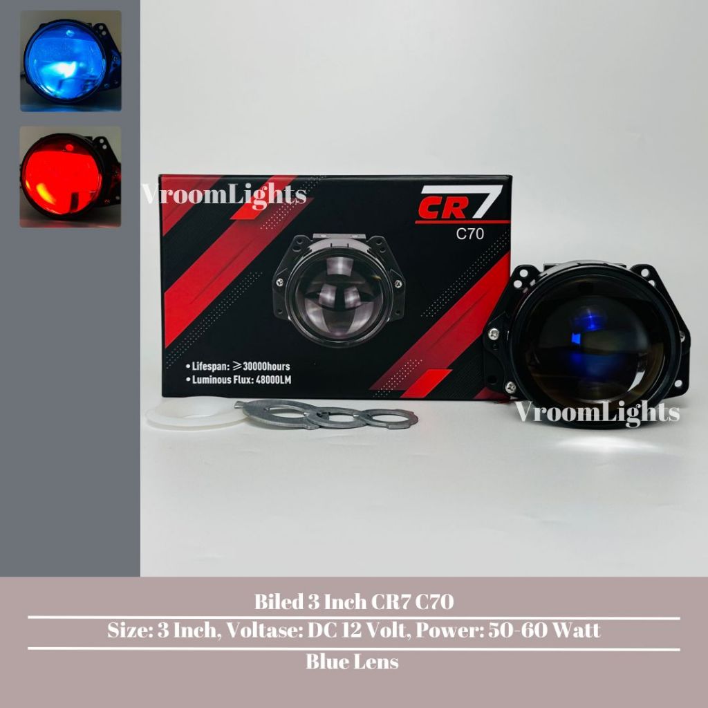 Jual CR7 Tipe C70 Biled 3 Inch Blue Lens Plus Kipas Pendingin | Shopee ...