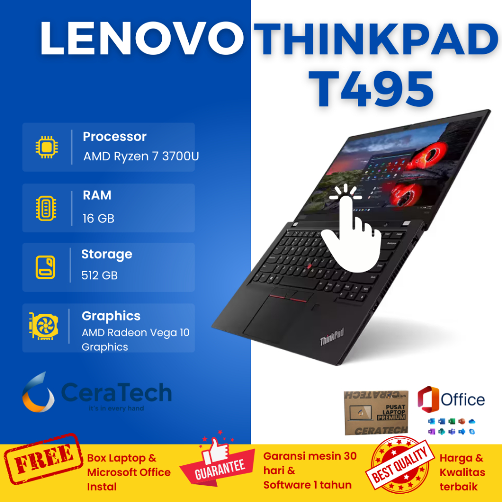 Jual Laptop lenovo thinkpad T495 Touchscreen - AMD Ryzen 7 - Ram 16 ssd ...