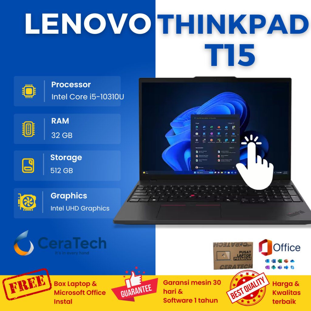 Jual Laptop Lenovo thinkpad T15 Touchscreen Numpad - Intel core i5 Gen ...