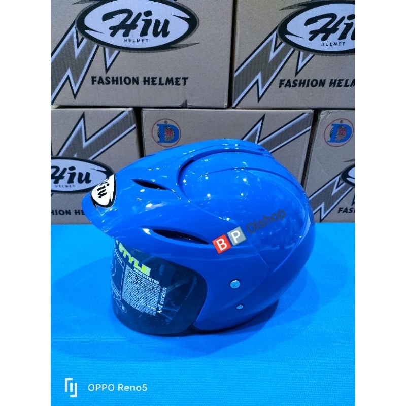 Jual Helm Hiu Nico R Blue Mild Polos Helm Half Face Hiu Polos | Shopee ...