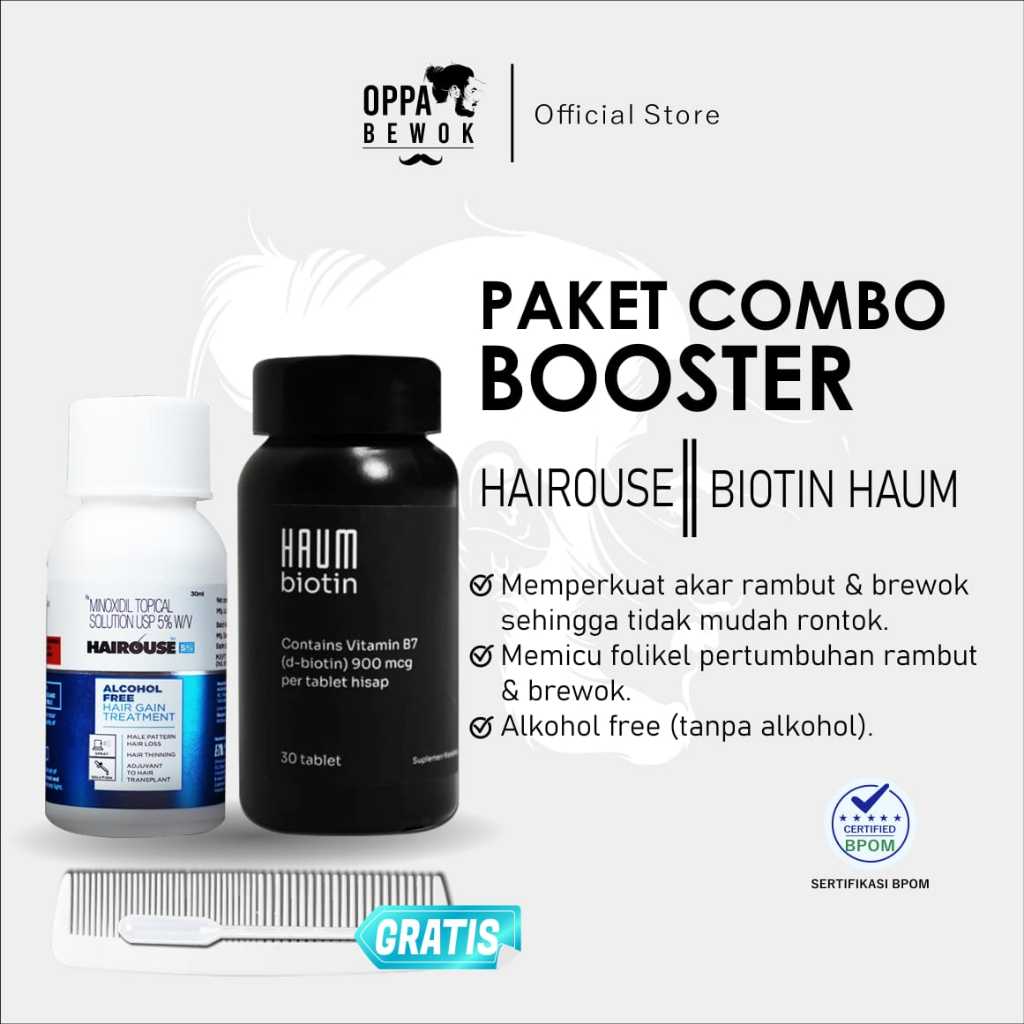 Jual Paket Hemat Hairouse Dan Biotin Penumbuh Rambut Dan Brewok ...